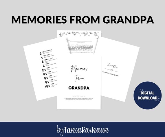 Printable Grandpa Memory Journal - Etsy