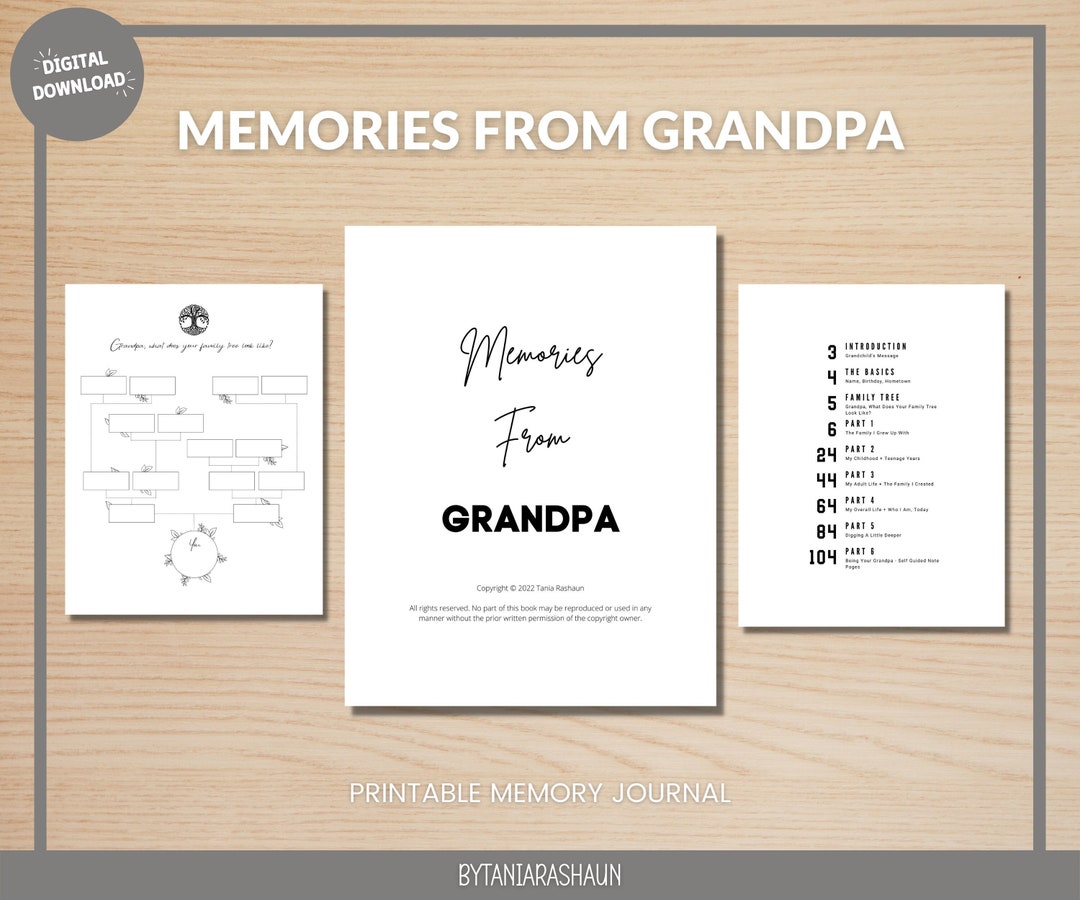 Printable Grandpa Memory Journal - Etsy