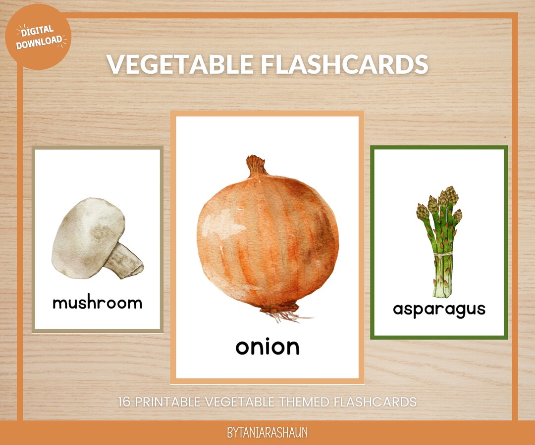 Printable Vegetable Flashcards for Toddlers A4 Colorful Educational ...