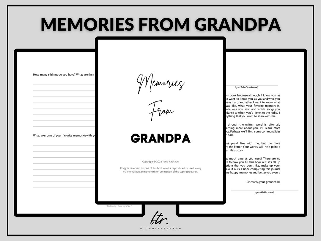 Printable Grandpa Memory Journal - Etsy