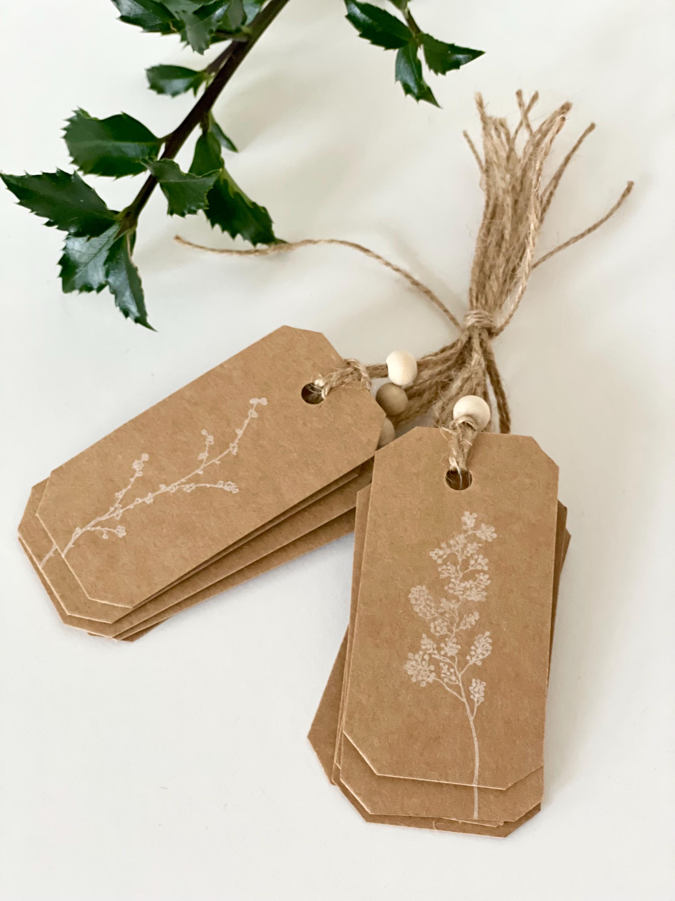 Handmade Floral Gift Tags, Minimalist Cold Press Paper Cards - Etsy