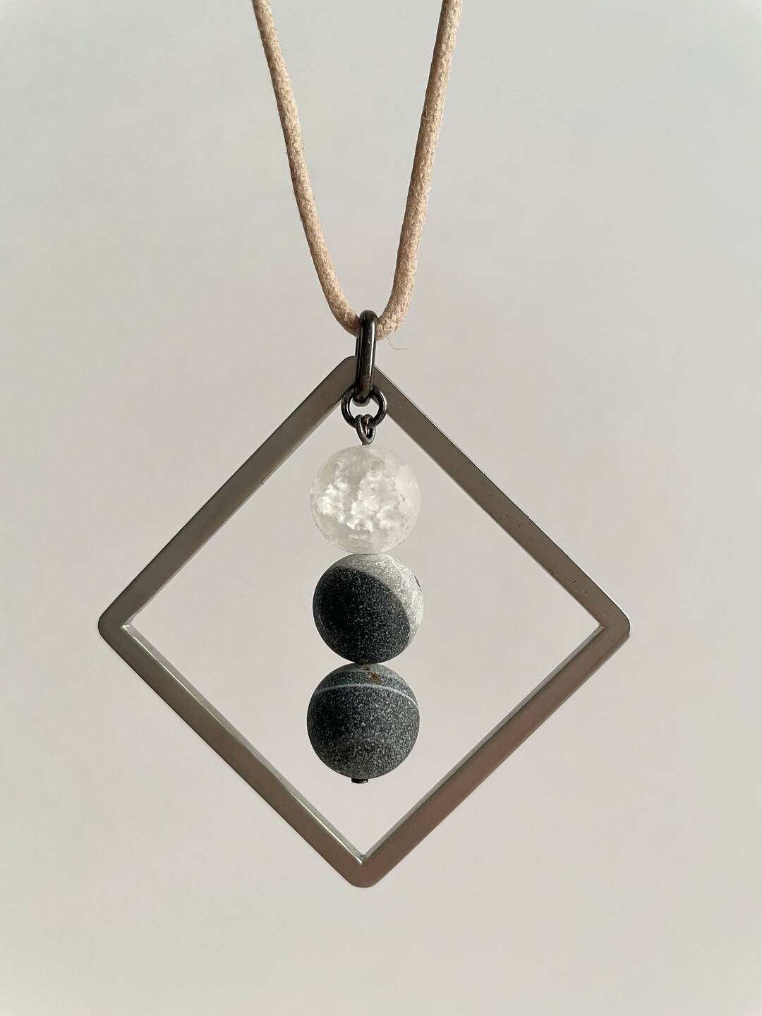 Geometric Pendant Necklace, Grounding Jewelry, Quartz and Agate ...