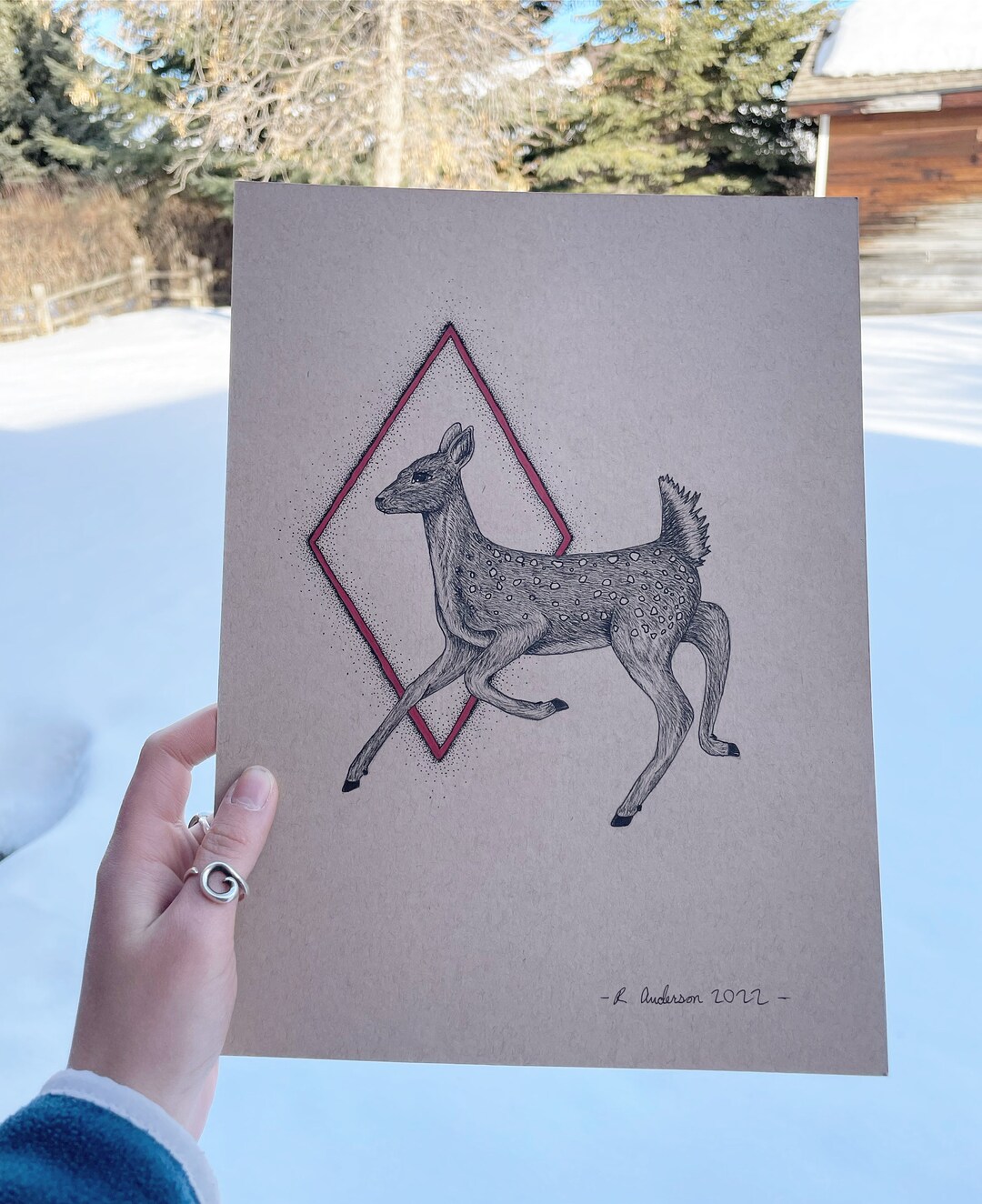 Original Marsh Animals Artwork, Whitetail Deer Pen Art, Pen Work ...