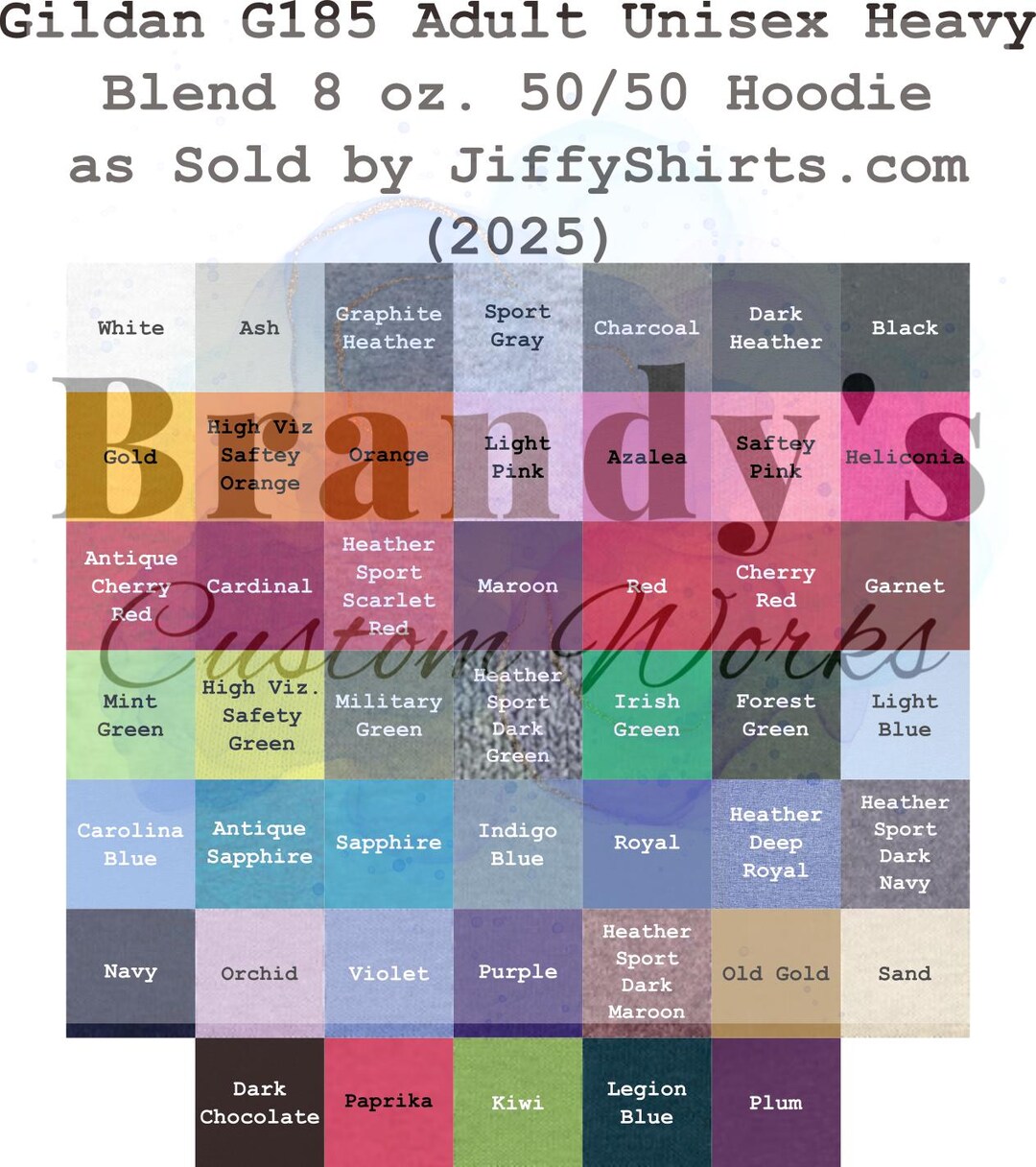 Gildan G185 Adult Unisex Heavy Blend 8 Oz. 50/50 Hoodie Fabric Color ...