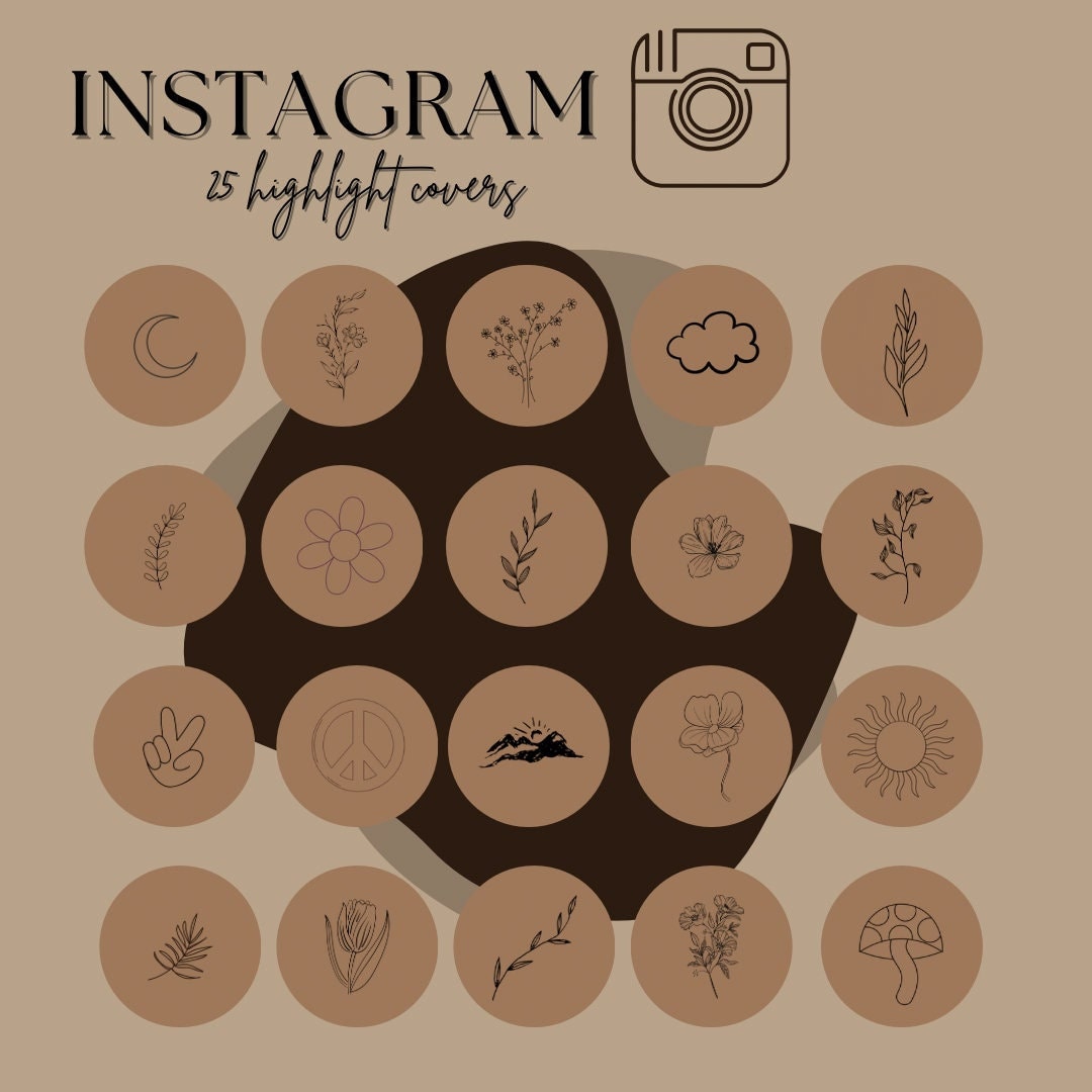 25 Minimalist Aesthetic Instagram Highlight Icons • Earthy Brown Hippie ...
