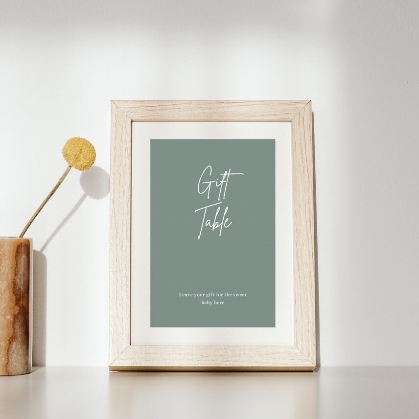 Baby Gift Table Sign Baby Shower Baby Sprinkle Minimalist Sage Neutral ...