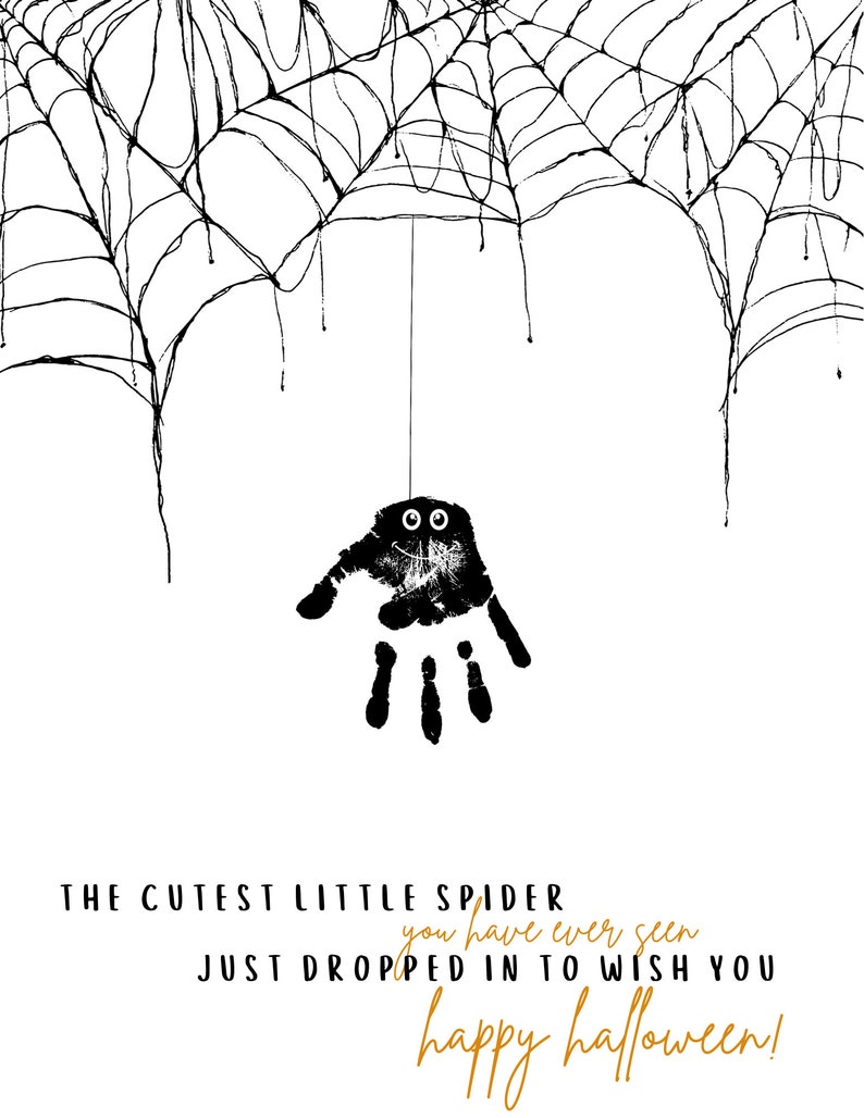 Halloween Handprint Footprint Art, Spider Halloween Craft, Halloween ...