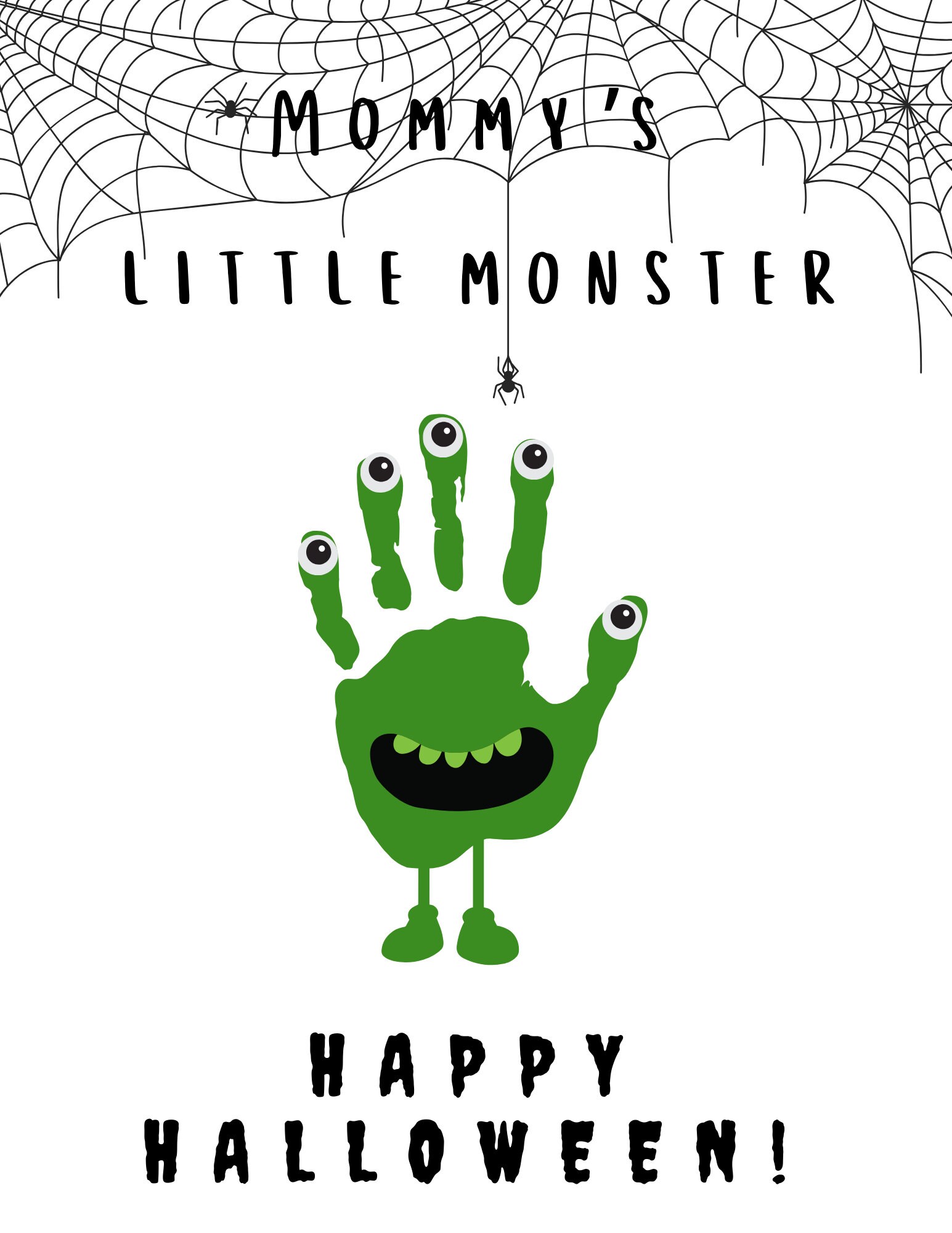 Halloween Handprint Footprint Art, Monster Halloween Craft, Halloween ...