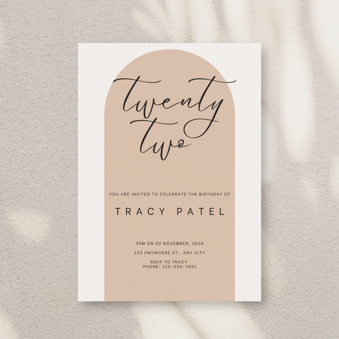 EDITABLE Canva Pro Template Birthday Invitation, Minimalistic Birthday ...