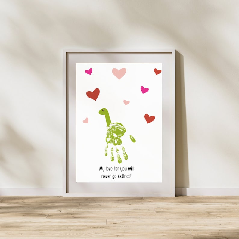 Valentines Dinosaur Kid Craft Love Art Project for Parents Handprint ...