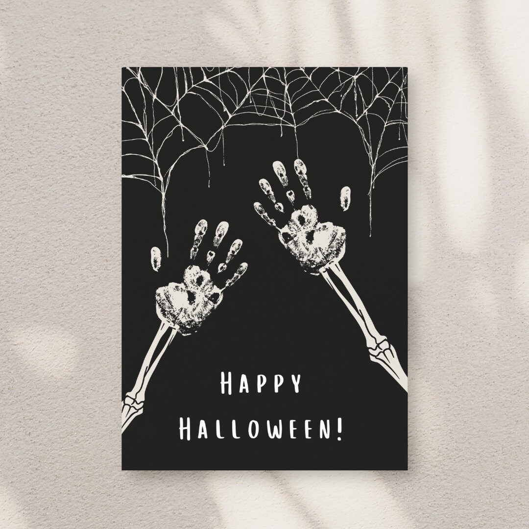 Halloween Handprint Footprint Art, Skeleton Halloween Craft, Halloween ...