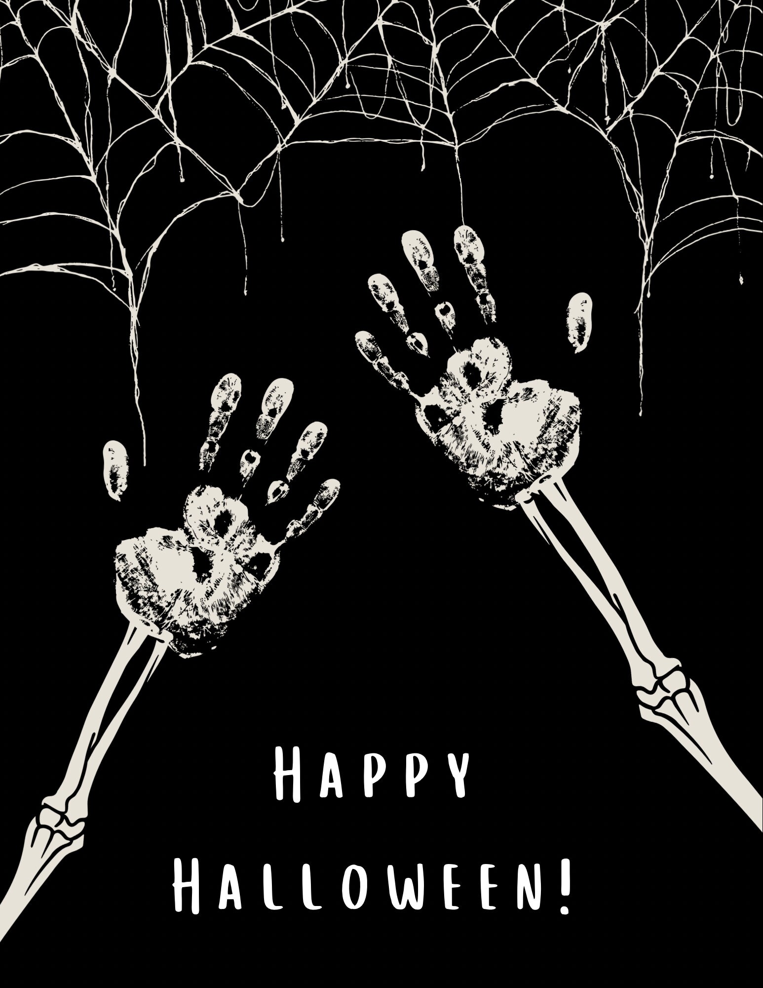 Halloween Handprint Footprint Art, Skeleton Halloween Craft, Halloween ...