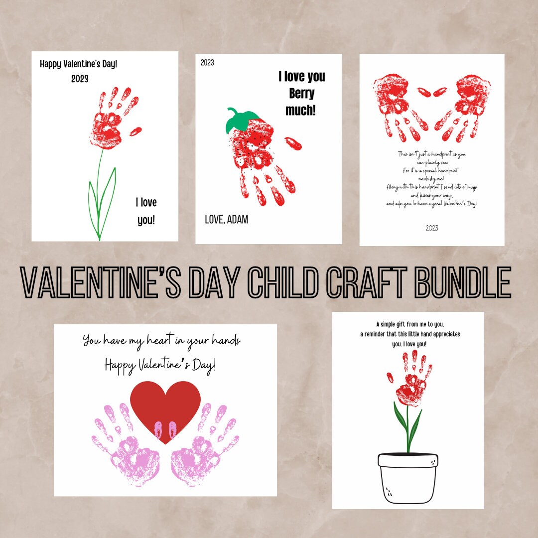 Valentines Kid Craft Bundle Love Art Project for Parents Handprint ...