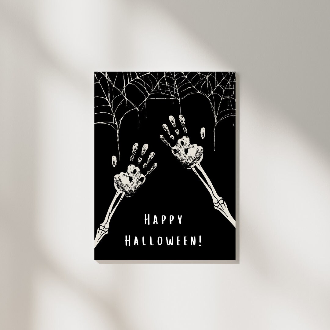 Halloween Handprint Footprint Art, Skeleton Halloween Craft, Halloween ...