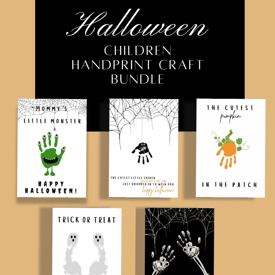 Halloween Handprint Footprint Art Bundle Set of 5, Spider Halloween ...