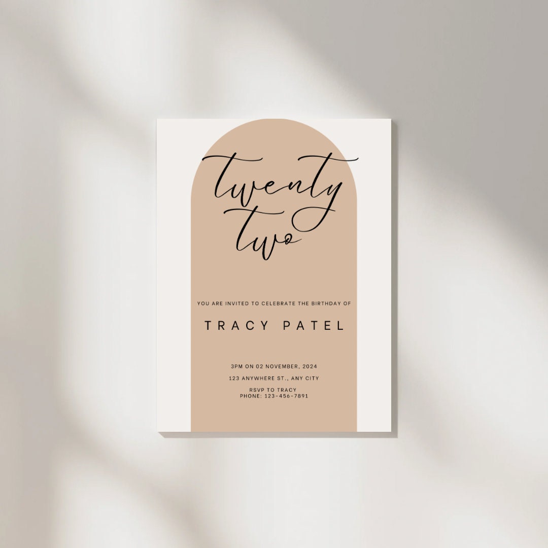 EDITABLE Canva Pro Template Birthday Invitation, Minimalistic Birthday ...