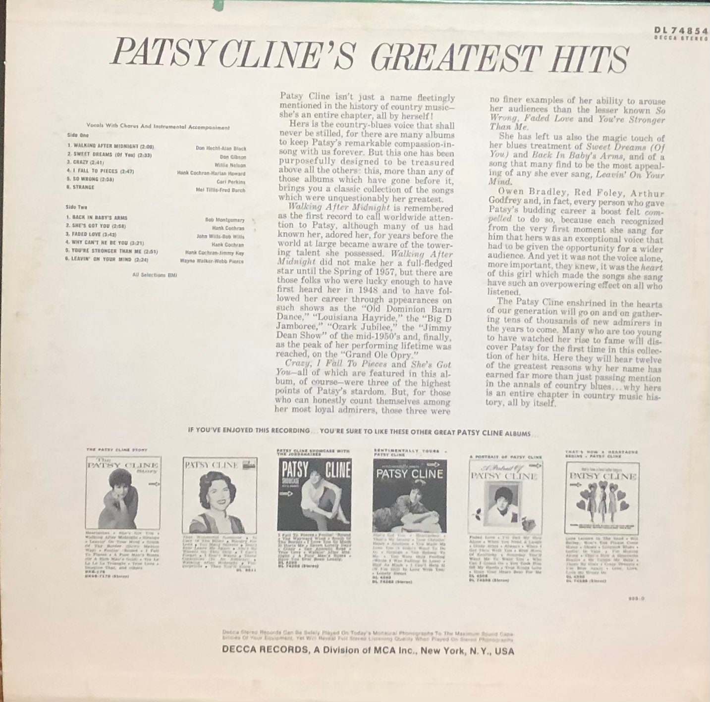 Patsy Cline: Patsy Clines Greatest Hits. Vinyl LP - Etsy