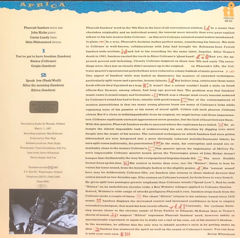 Pharaoh Sanders John Hicks Curtis Lundy Idris Muhammad: Africa. Vinyl ...