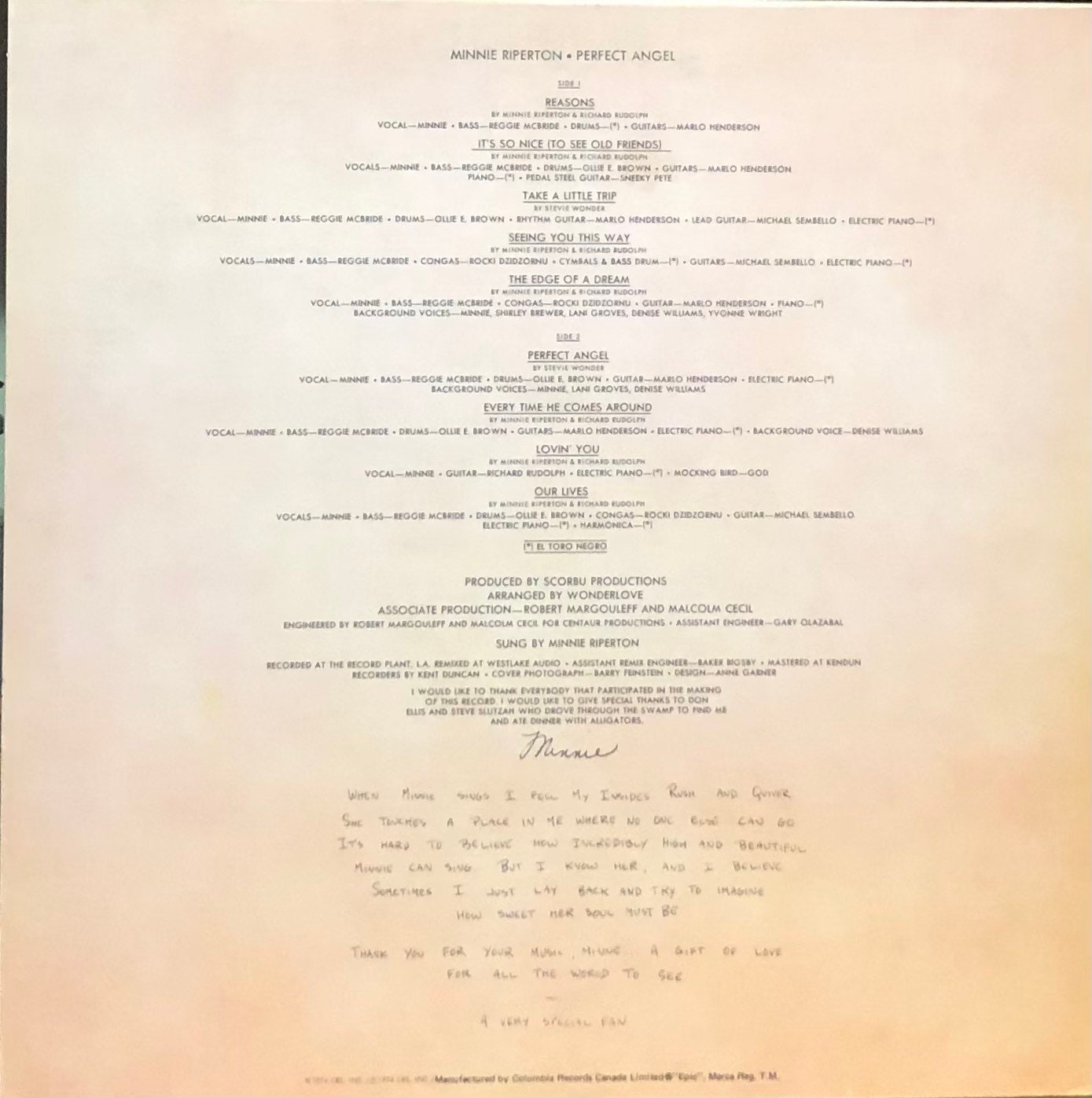 Minnie Riperton: Perfect Angel. Vinyl LP - Etsy