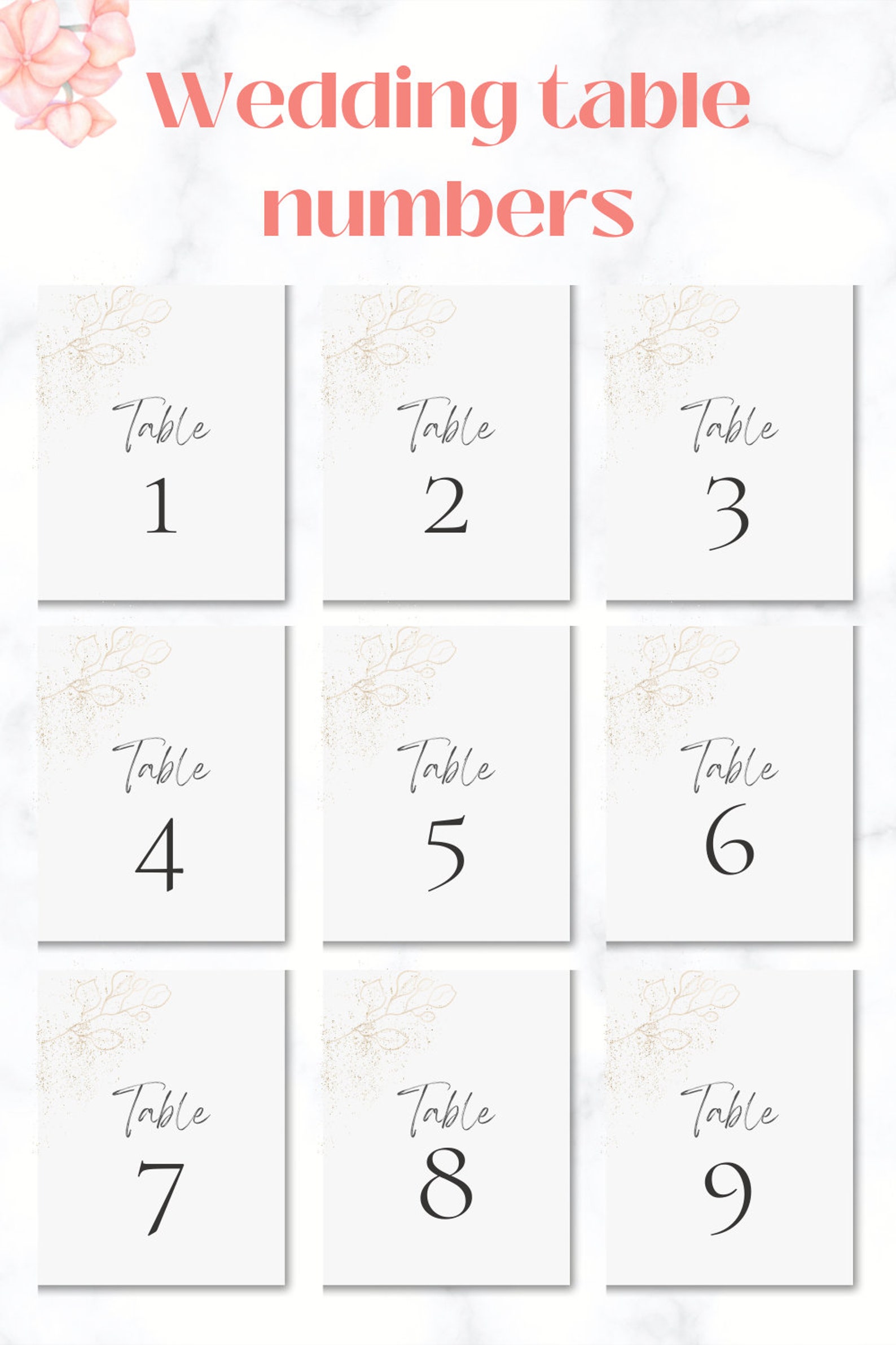 EDITABLE Luxury Wedding Table Numbers Template (4x6) | Printable Table ...