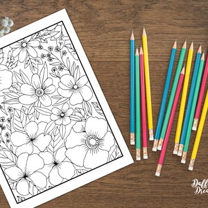 Buy Relaxed Coloring Page for Adults, Beautiful Florals Printable ...
