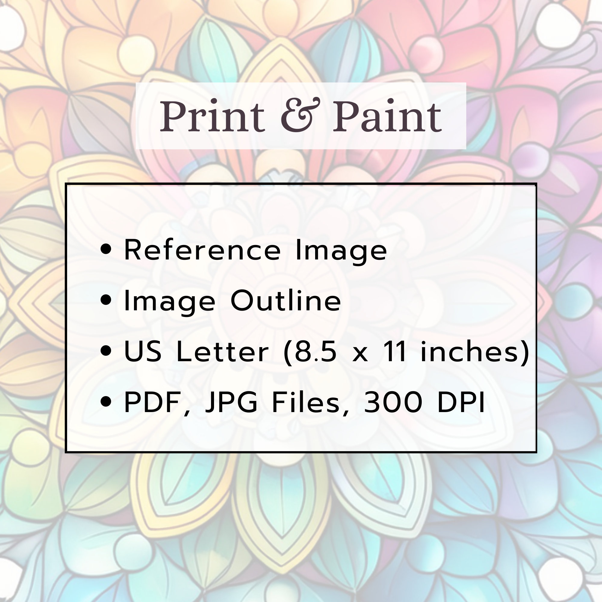 Floral Mandala Print and Paint, Copy Coloring Page for Adults, Mandala ...