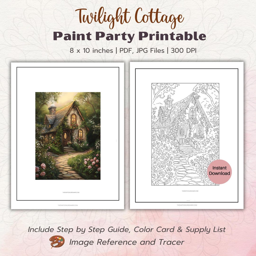 Twilight Cottage Paint Party Kit – Printable Painting Party PDF, Tracer ...