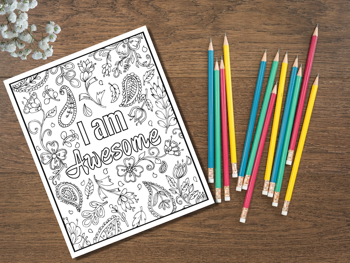 Positive Affirmation Adult Coloring Page, Printable Coloring Page ...