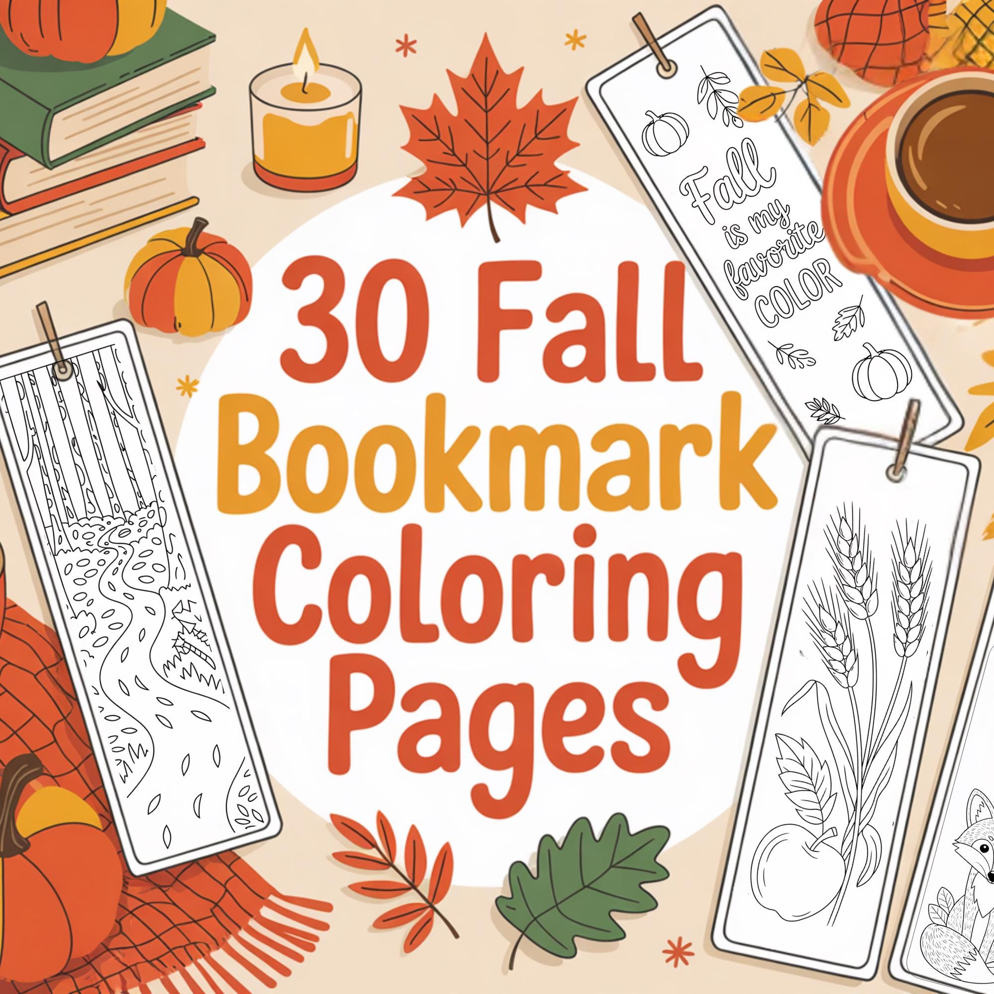 30 Fall Bookmark Coloring Pages | Autumn Bookmarks Printable for Kids ...