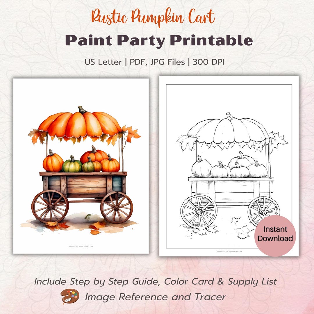 Rustic Pumpkin Cart Paint Party Printable, Ladies Sip & Paint Party ...