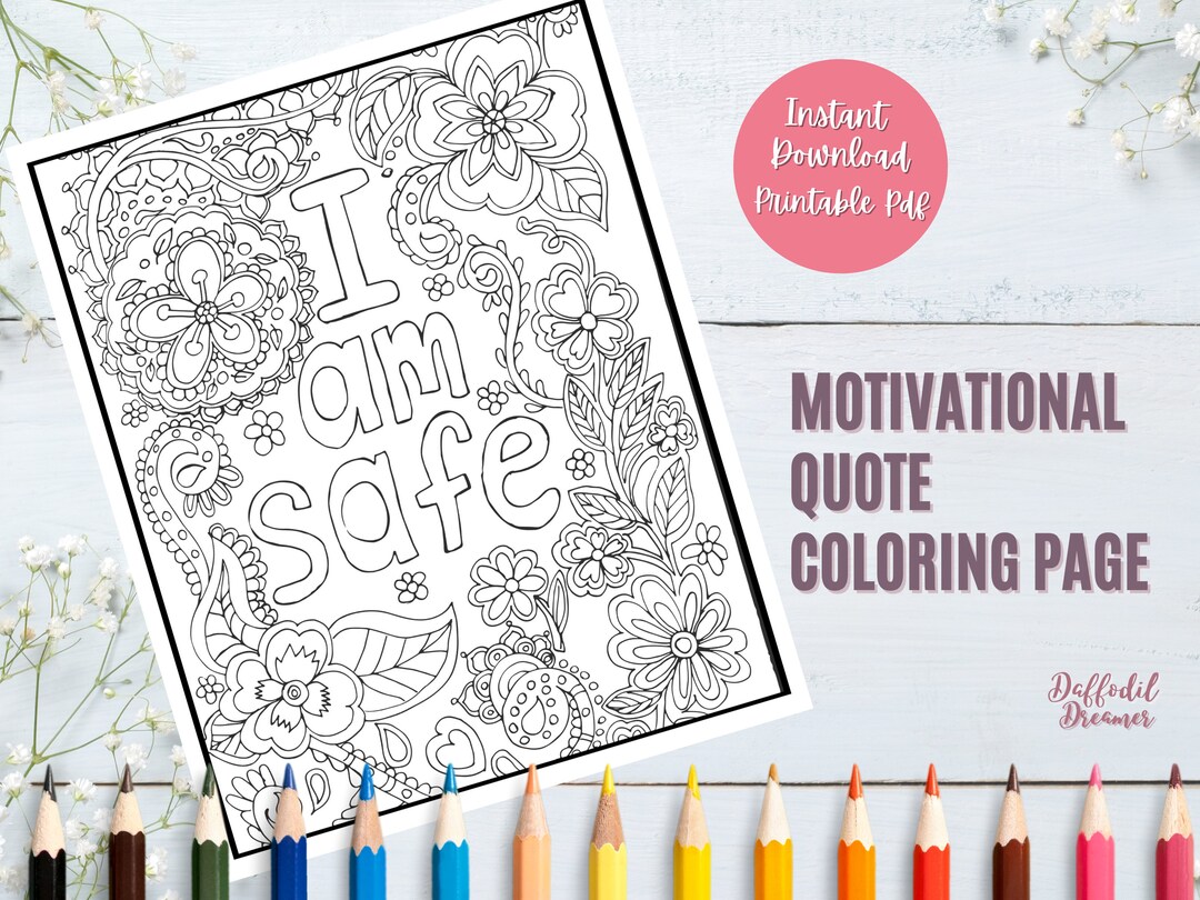 Printable Motivational Coloring Page, Hand Drawn Coloring Page, Adult ...