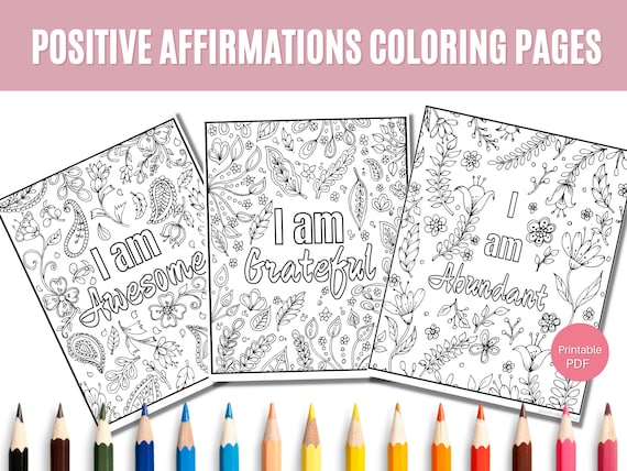 Positive Affirmations Coloring Pages Printable Coloring - Etsy