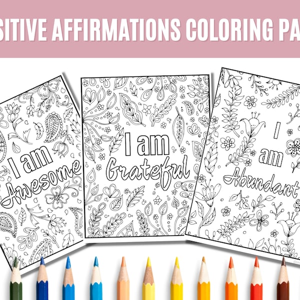Positive Affirmations Coloring Pages - Etsy