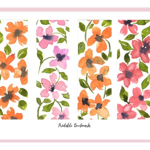 Printable Bookmarks, Watercolor Floral Bookmarks, Digital Download ...