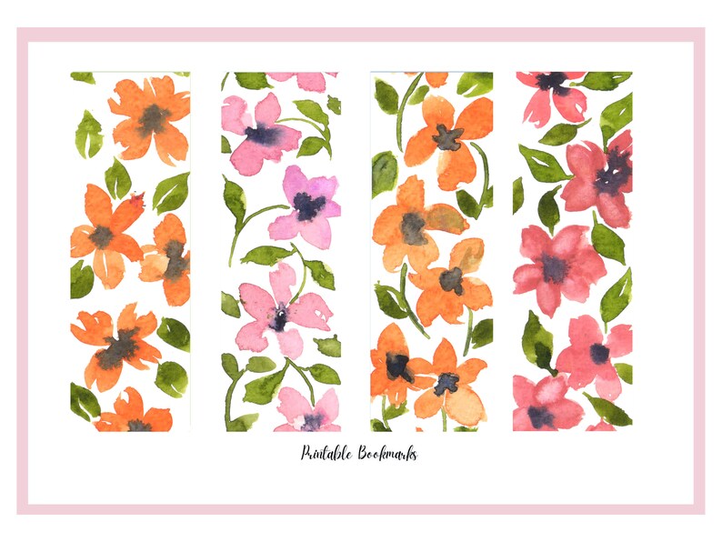 Printable Bookmarks, Watercolor Floral Bookmarks, Digital Download ...