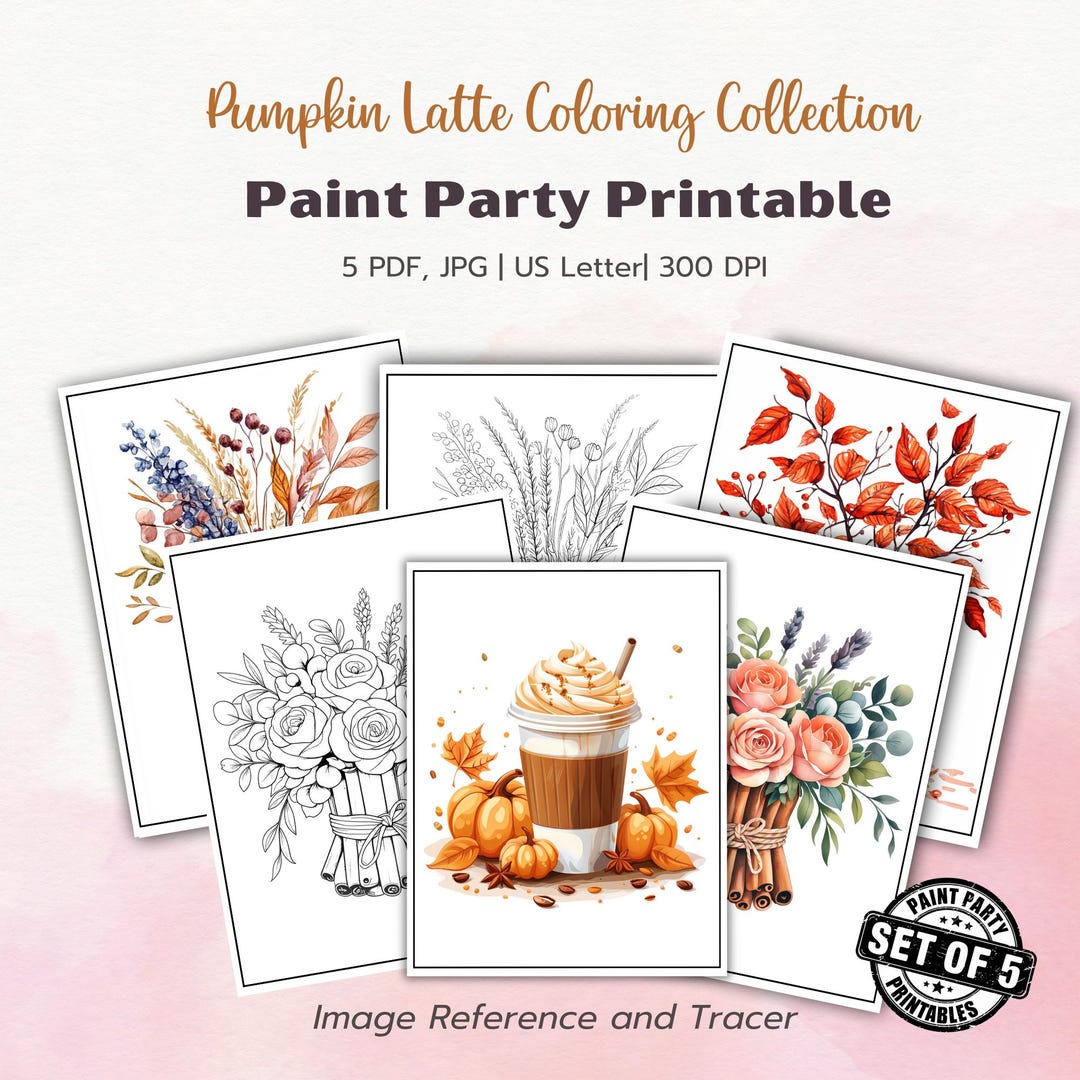 Pumpkin Latte Sip & Paint Bundle| Fall Paint Party Printables | Cozy ...