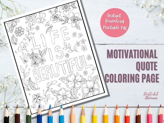 Inspirational Quote Coloring Page Printable Coloring Page - Etsy