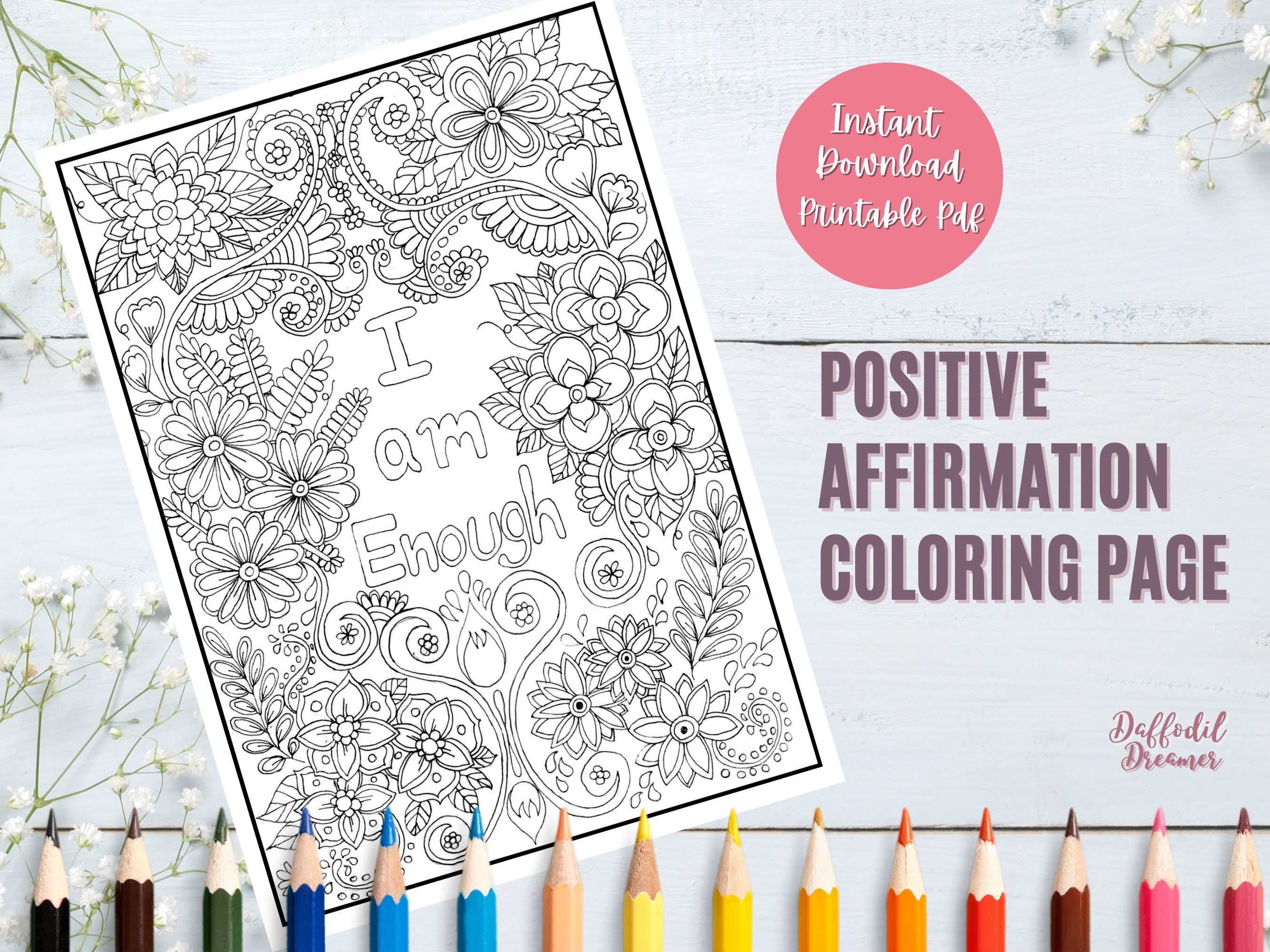 Self-love Affirmation Adult Coloring Page, Self- Care Printable ...