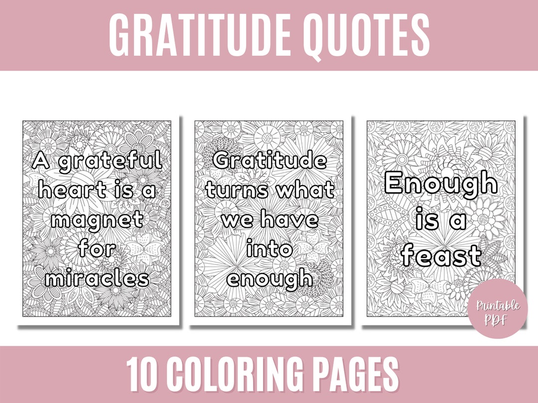 Printable Coloring Pages, Digital Gratitude Quotes, Printable Digital ...