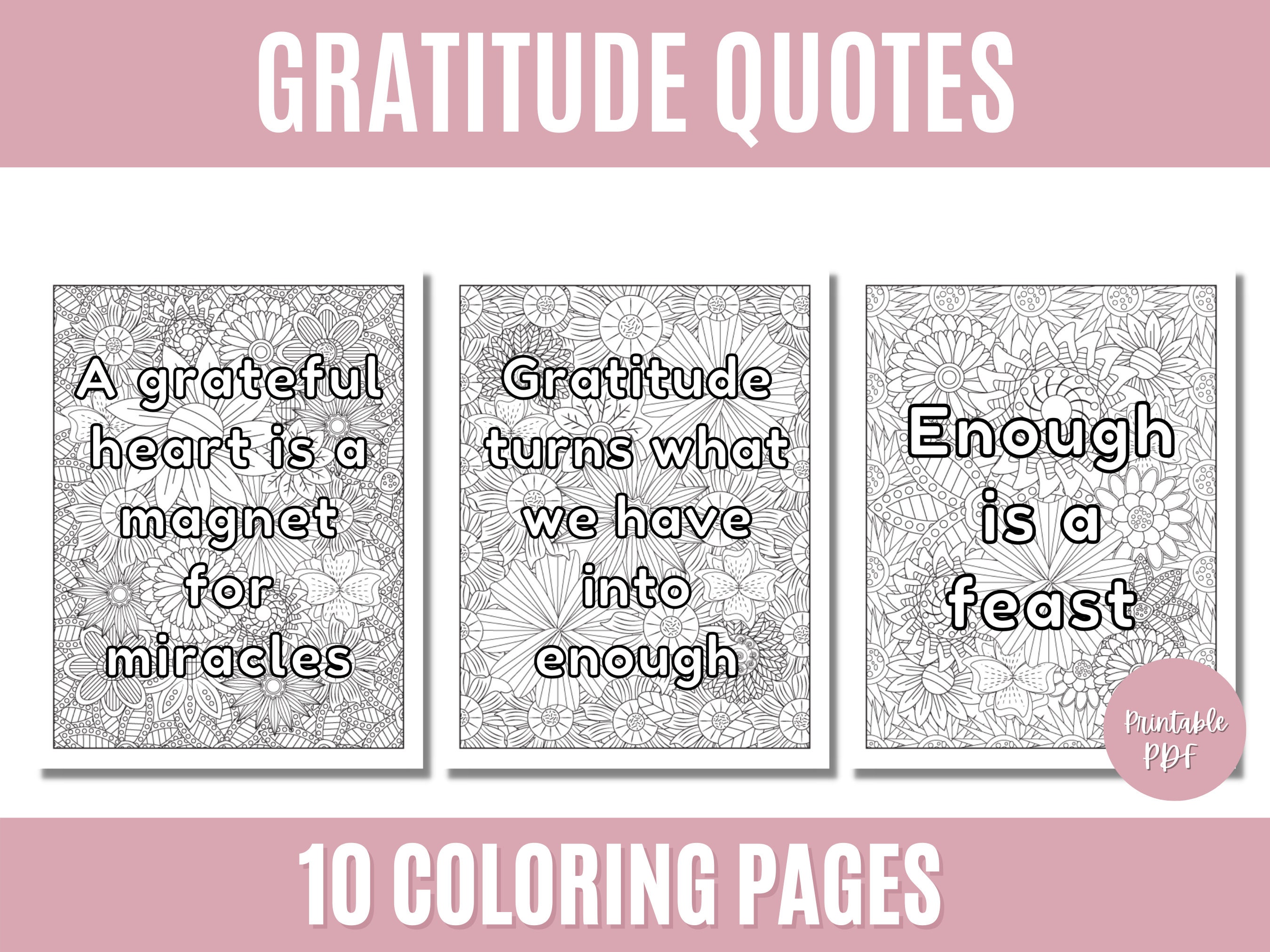 Buy Printable Coloring Pages, Digital Gratitude Quotes, Printable ...