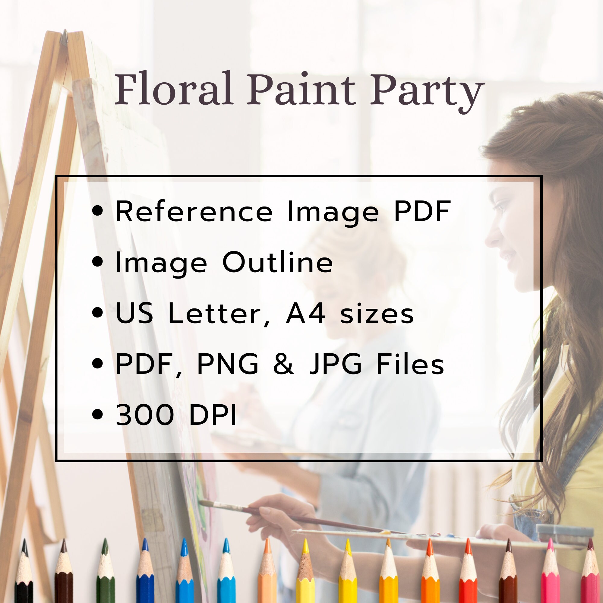 Spring Paint Party Printable, Paint and Sip Kit Printable, Flower Vase ...