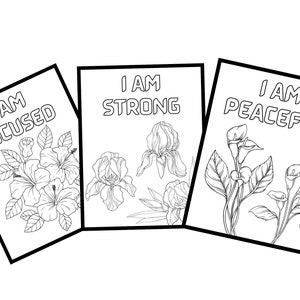 Positive Affirmation Printable Coloring Pages I Am Daily - Etsy