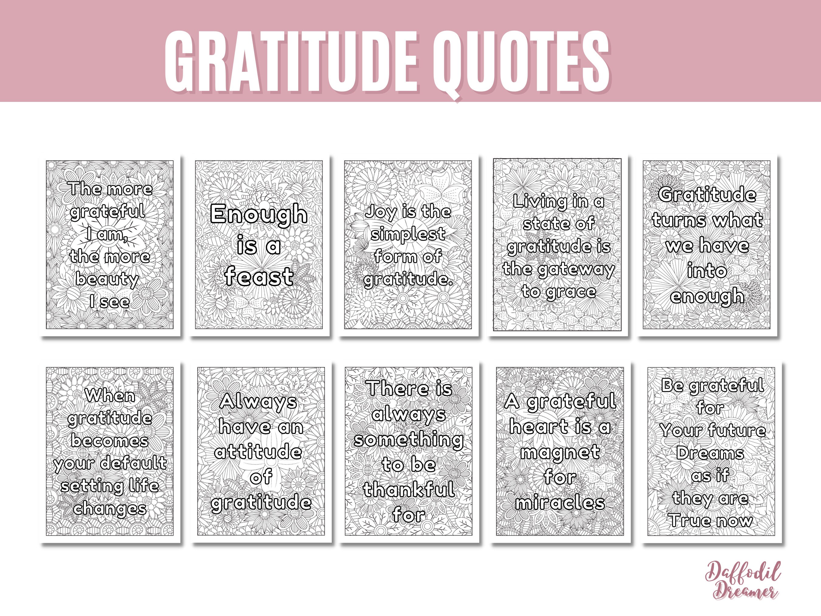 Printable Coloring Pages, Digital Gratitude Quotes, Printable Digital ...