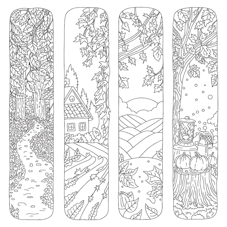 30 Fall Bookmark Coloring Pages | Autumn Bookmarks Printable for Kids ...