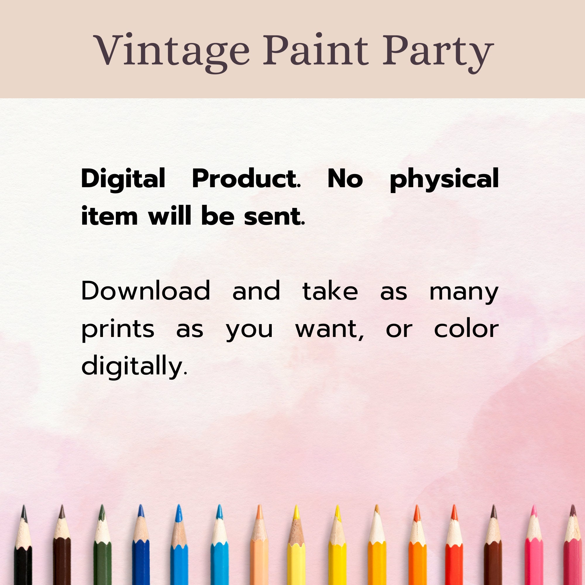 Vintage Paint Party Printable, DIY Paint Party Template, Pre-drawn ...