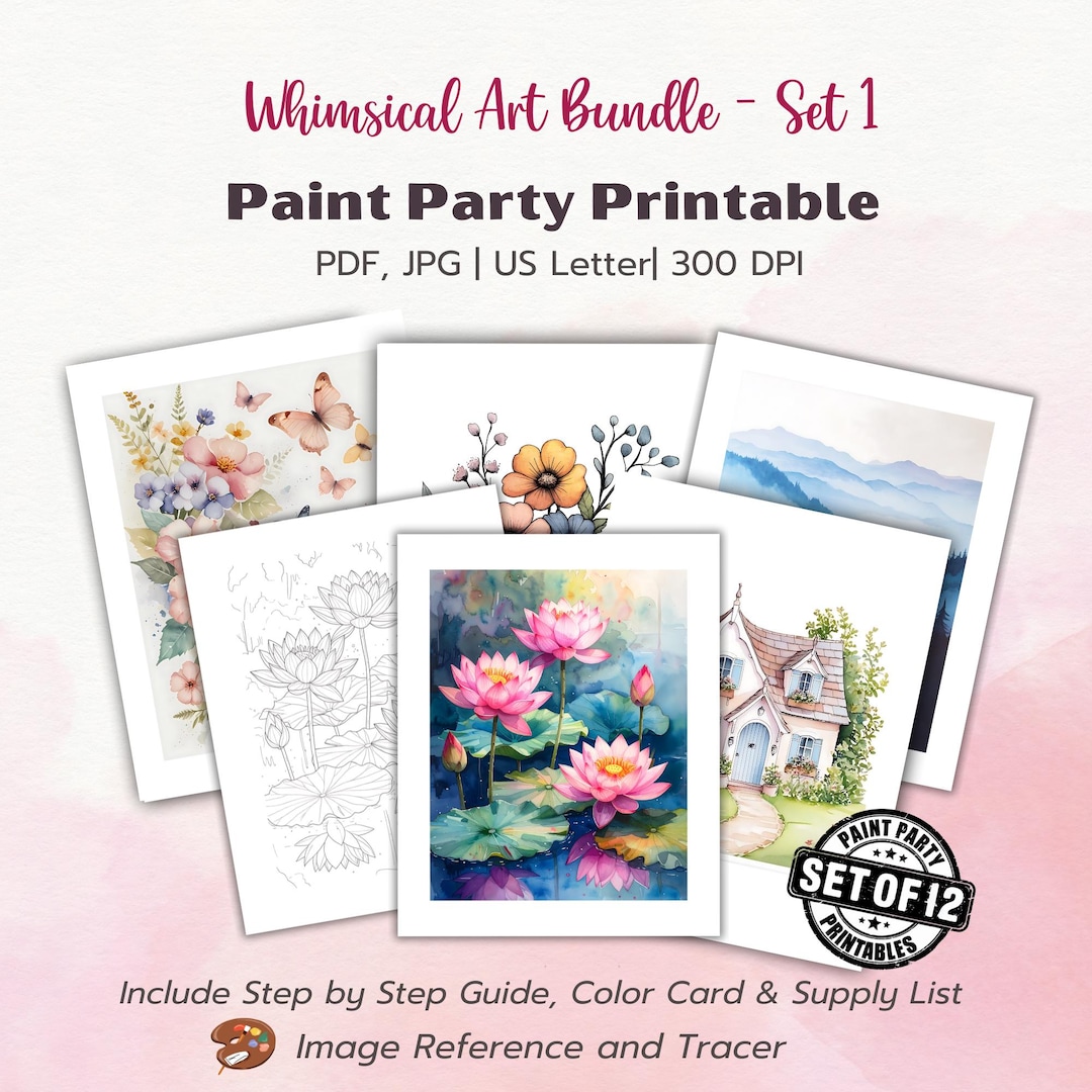 Whimsical Art Bundle – Set 1 | Paint Party Printables | PDF & JPG ...