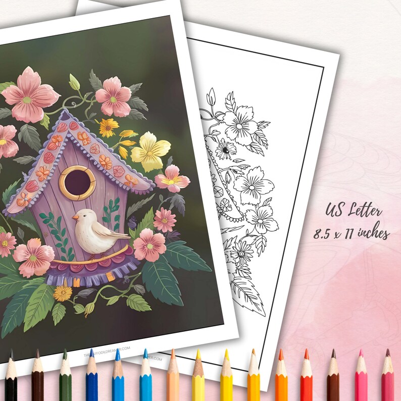 Bird House Paint Party Kit, Printable Bird House Cottage Stencil, Pre ...