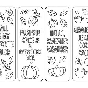 30 Fall Bookmark Coloring Pages | Autumn Bookmarks Printable for Kids ...