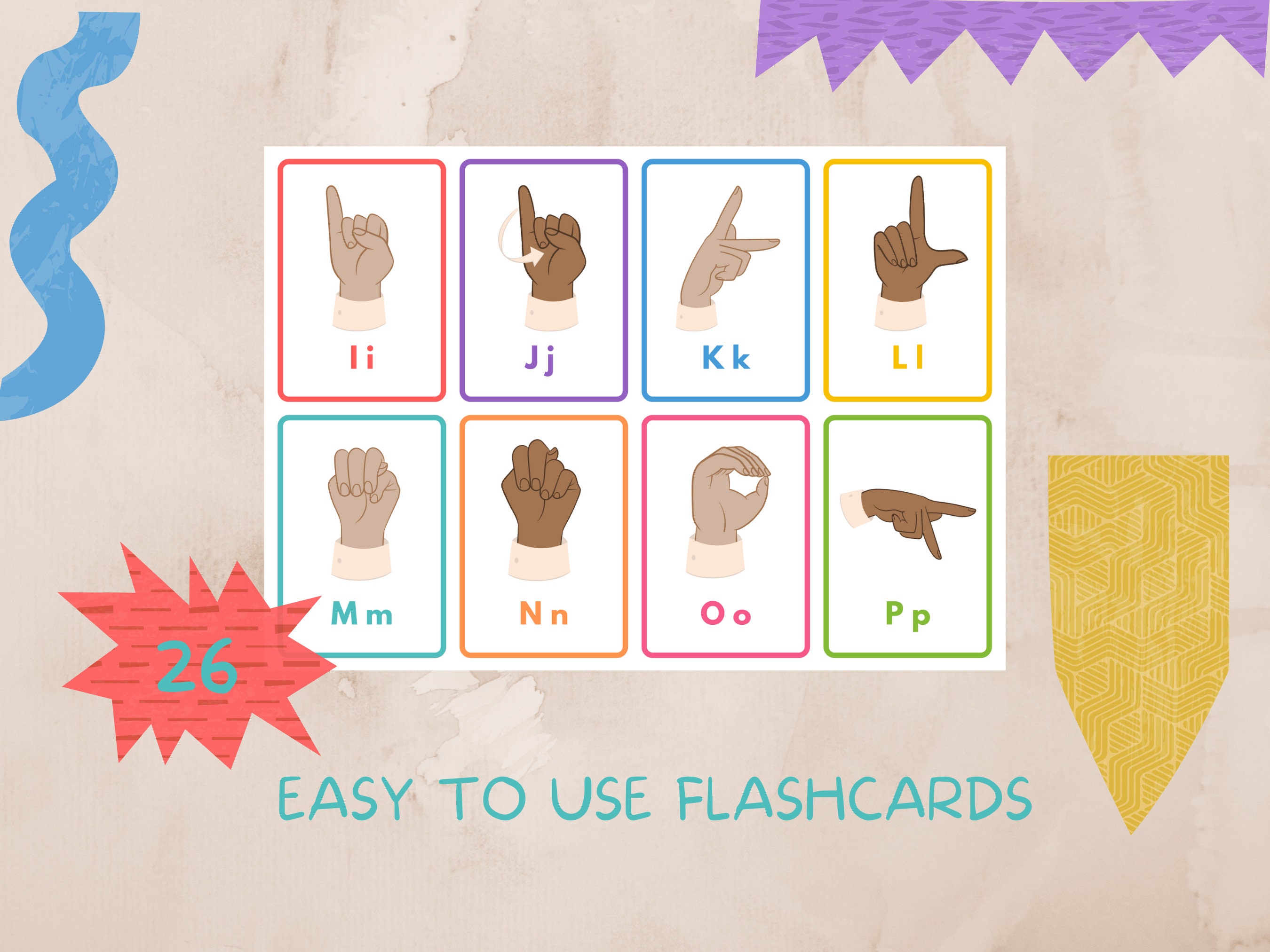 Sign Language ABC Flashcards ASL Alphabet Preschool - Etsy