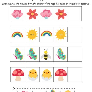 Preschool Spring Pattern Worksheet - Etsy
